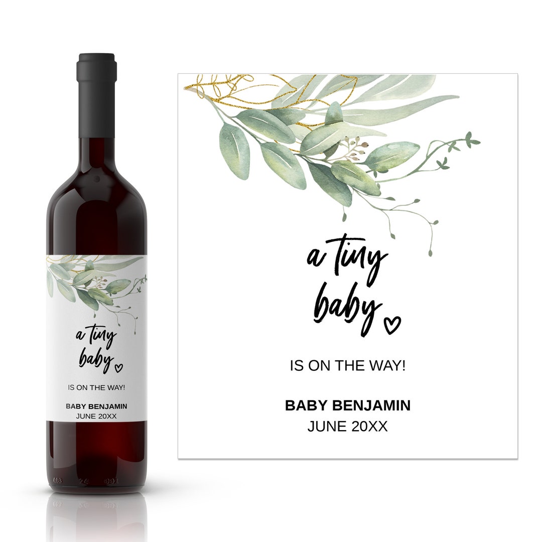 Tiny Baby Wine Label | Personalized Baby is on the Way Wine Label | We ...