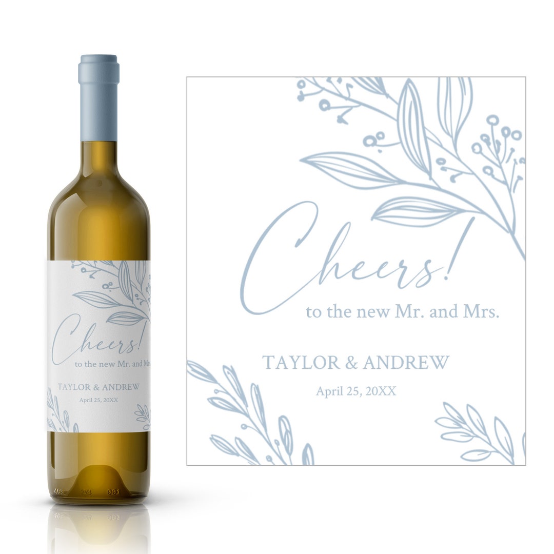 Hand Drawn Floral Wedding Wine Label | Custom Wedding Wine Gift ...