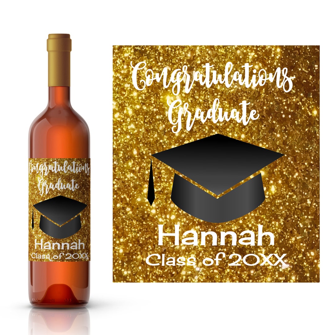 Graduation Gold Glitter Personalized Wine Label | Graduation ...