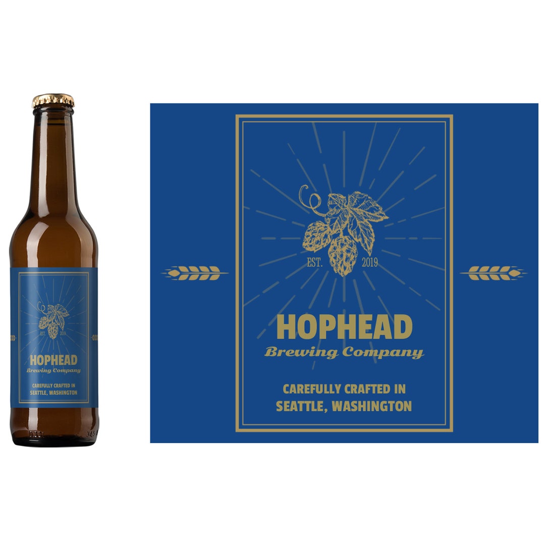 Hophead Custom Beer Label | Home Brew Beer Label | Personalized Beer ...