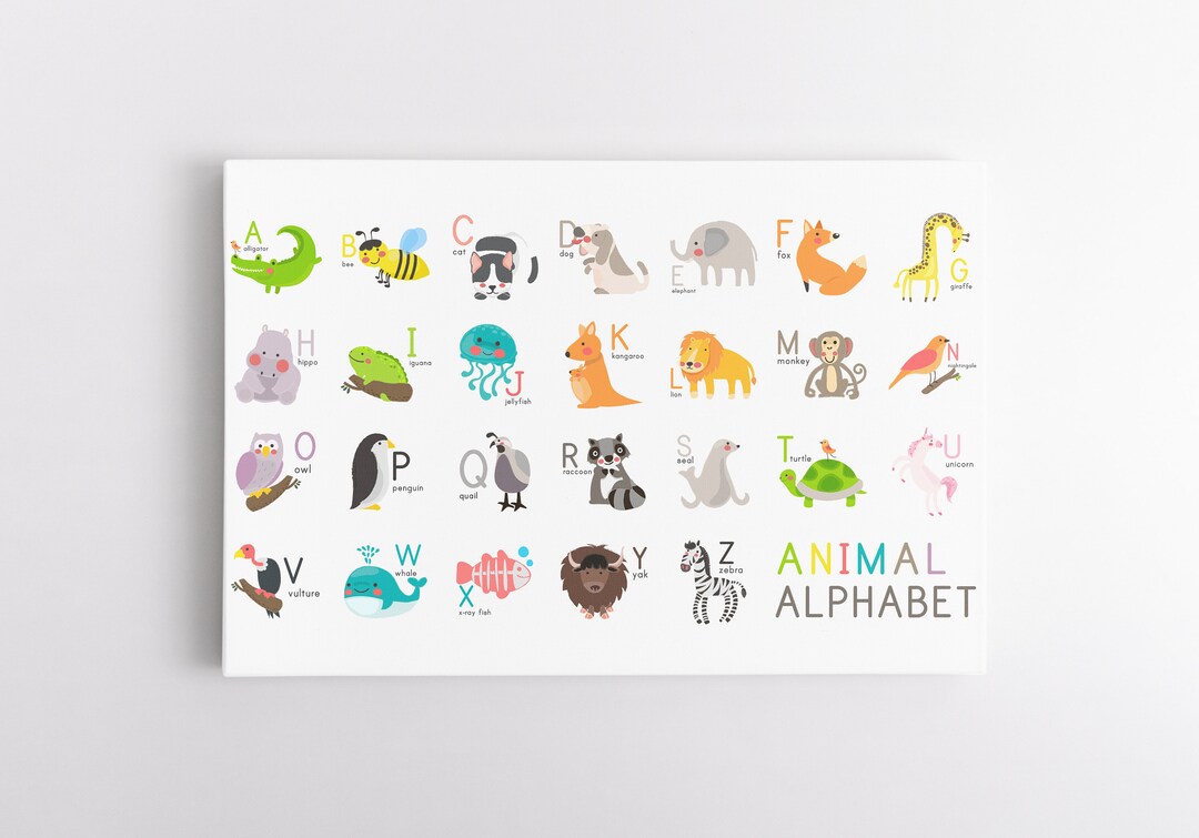 Animal Alphabet Canvas Wall Art | Homeschool Classroom Art | Nursery ...