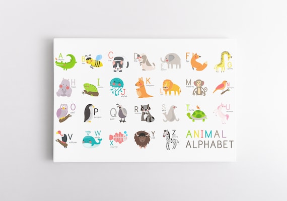 Animal Alphabet Canvas Wall Art Homeschool Classroom Art | Etsy