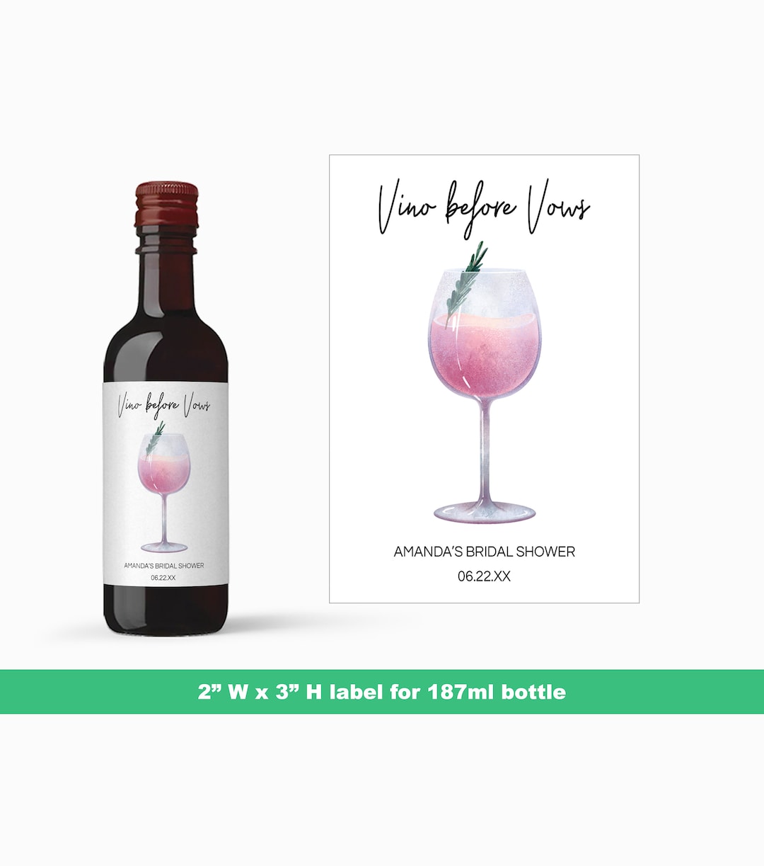 Vino and Vows Bridal Shower Mini Wine Labels | Personalized Wedding ...