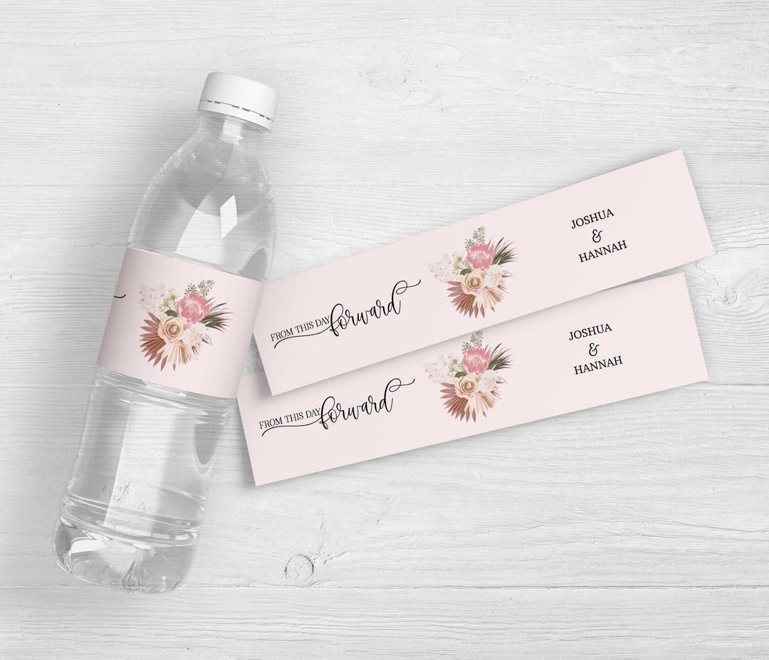 Botanical Floral Wedding Water Bottle Labels | Wedding Water Bottle ...
