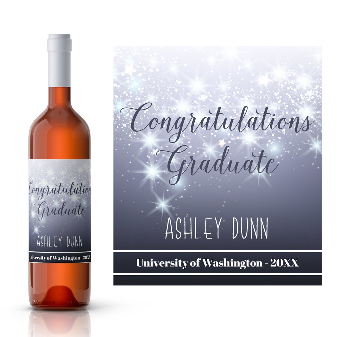 Bright Stars Personalized Graduation Wine Label | Graduation Party ...