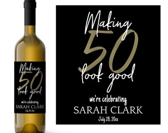 PRINTED Custom Wine Labels, FIFTY 50th Birthday Wine Label, 50th ...