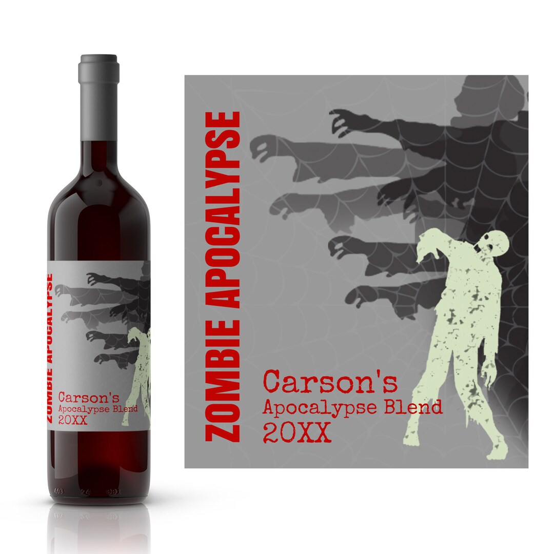 Scary Zombie Apocalypse Halloween Wine Label | Zombie Halloween ...