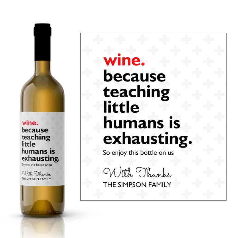 Teacher Wine Label - Etsy
