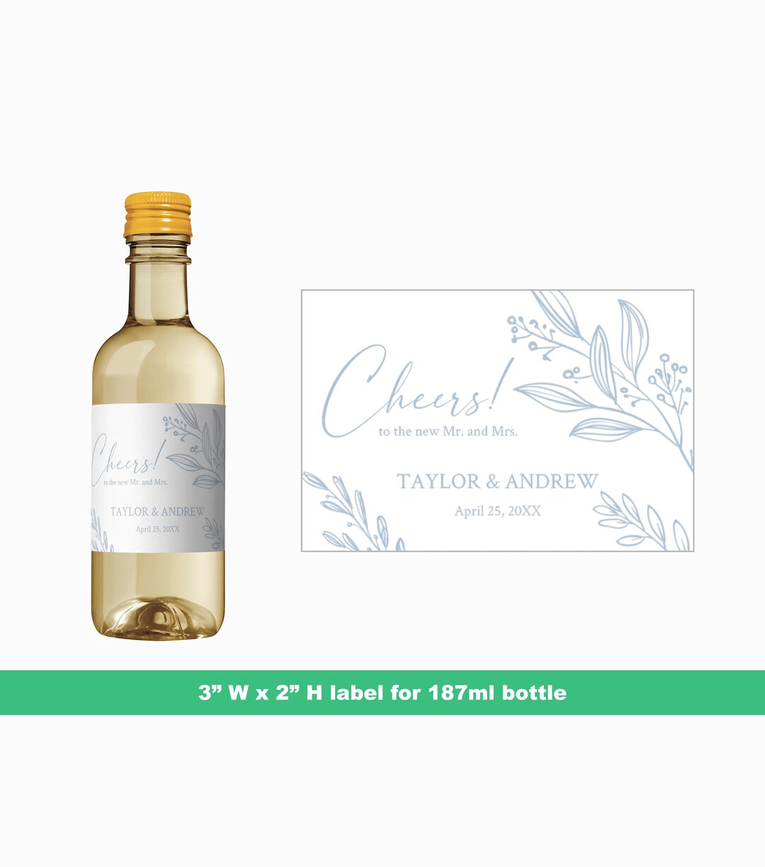 Hand Drawn Floral Wedding Mini Wine Labels | Personalized Wedding Party ...