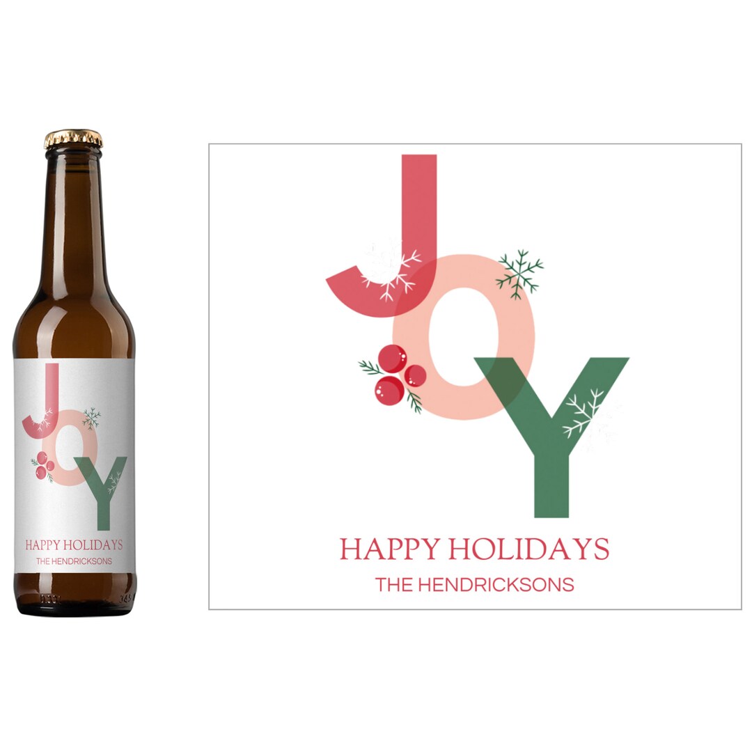 Festive Holiday Joy Beer Label | Holiday Open House Beer Label ...