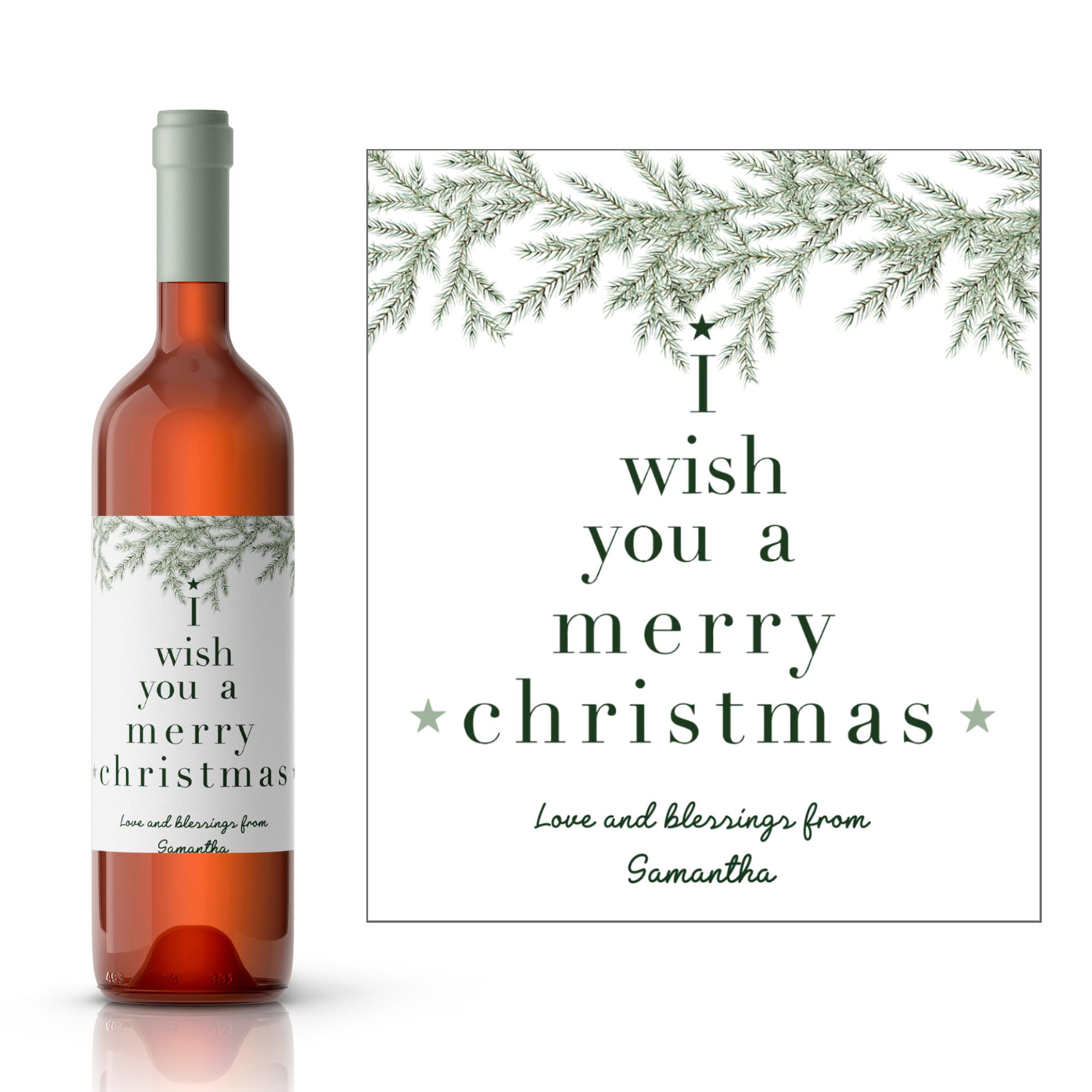 I Wish You A Merry Christmas Wine Label | Personalized Holiday Wine ...