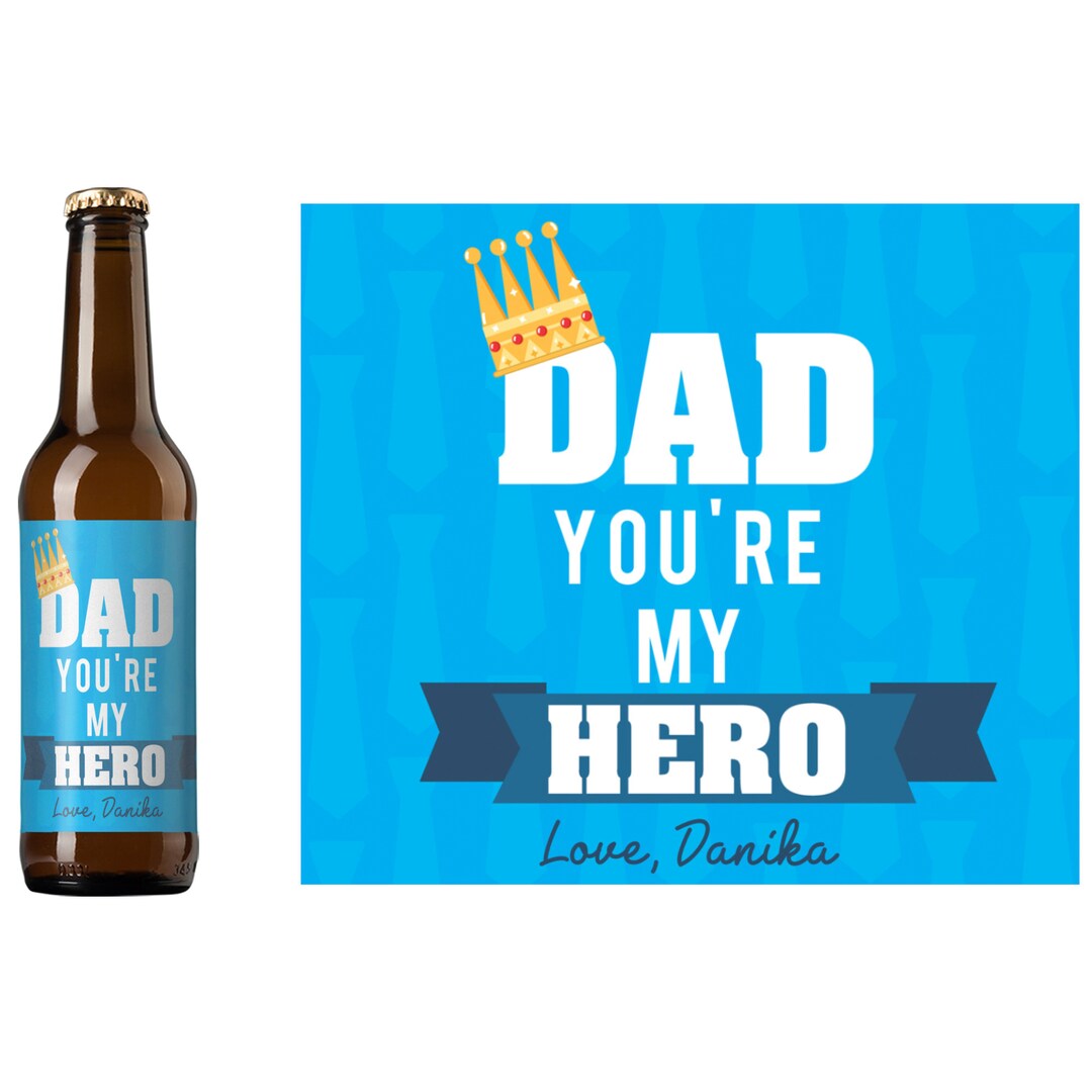 Father's Day Hero Beer Label | Custom Father's Day Gift Beer Label ...