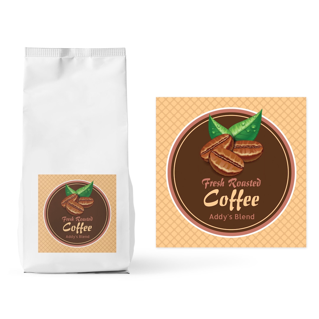 Coffee Bean Coffee Bag Label | Roasted Coffee Labels | Labels for ...