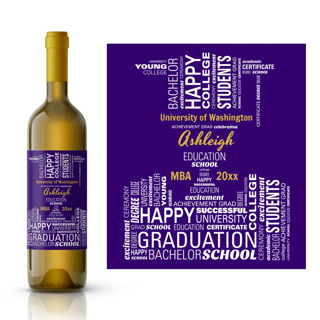 Graduation Letters Personalized Wine Label | Graduation Party Favors ...
