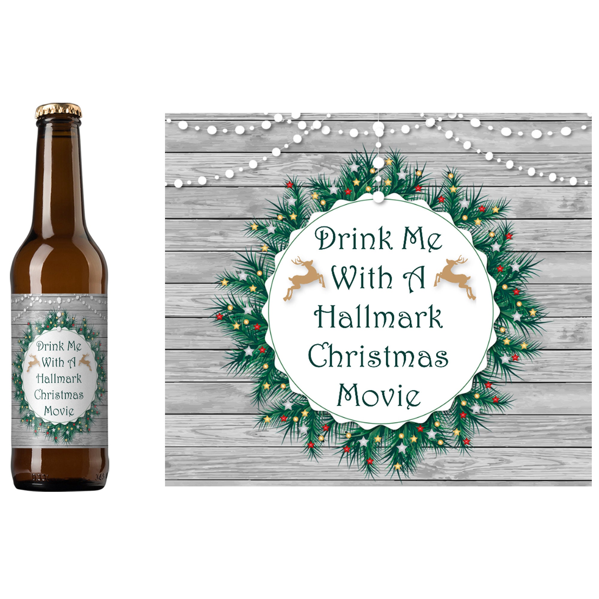 Labels Custom Beer Label Girls Night In Beer Label Drink With Christmas ...