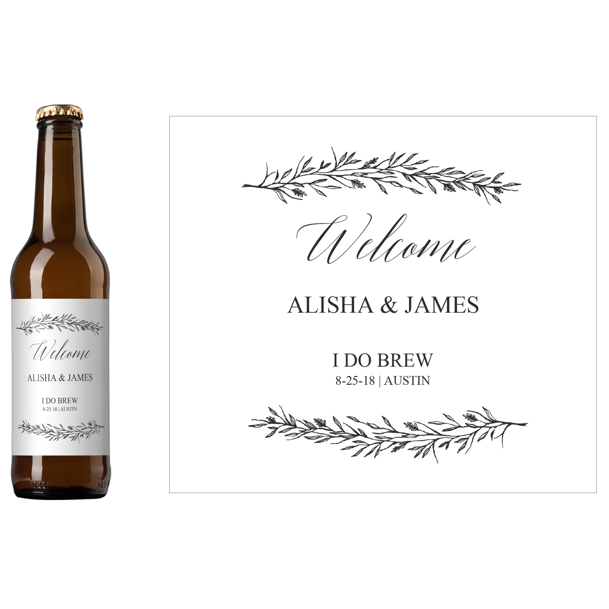 Branches Custom Wedding Beer Label | Wedding Beer Gift | Custom Beer ...