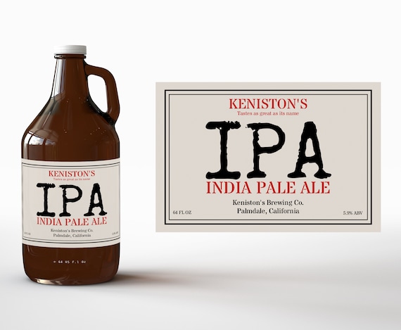 IPA Growler Label Growler Label by Bottleyourbrand | Etsy