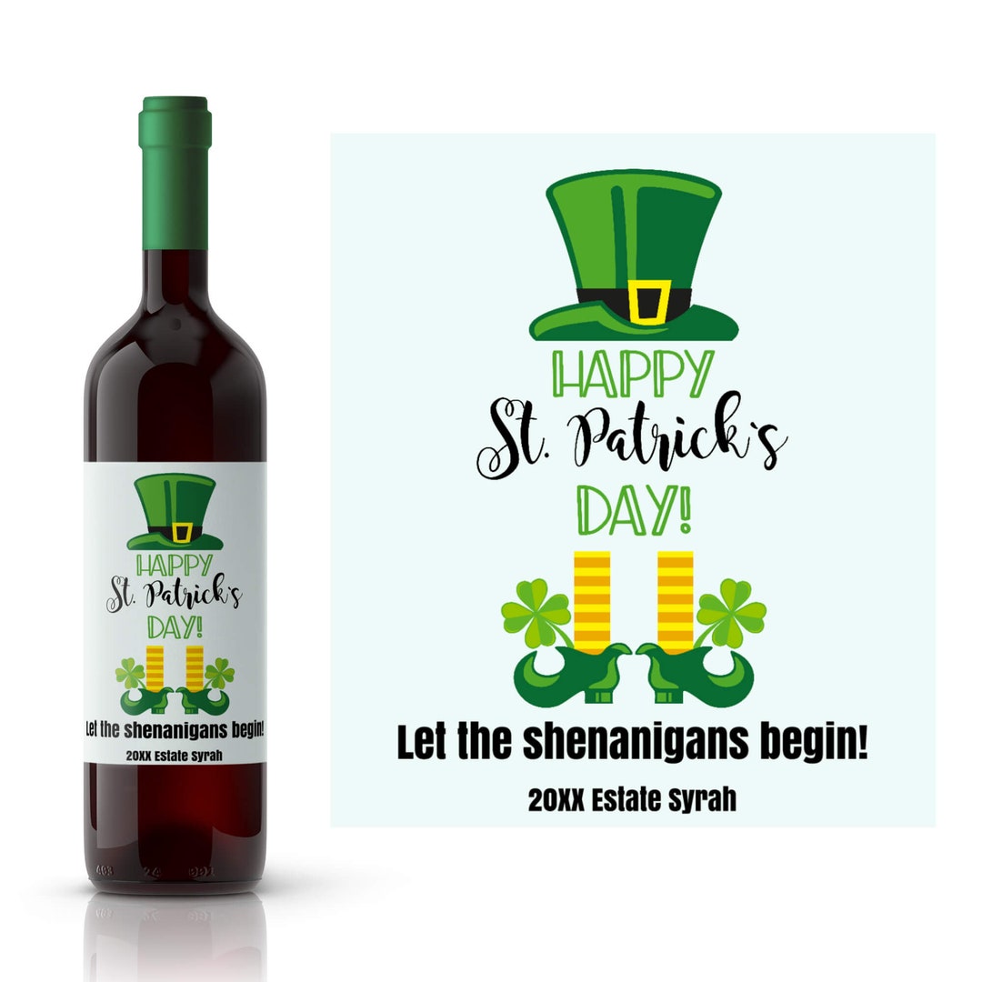 Leprechaun Shenanigans Wine Label | Personalized St. Patrick's Day Wine ...