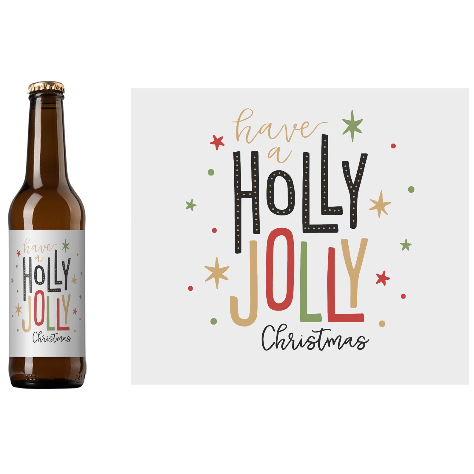 Holly Jolly Christmas Beer Label Holiday Open House Beer - Etsy