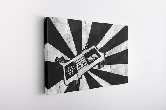 Black NES Controller Canvas Wall Art Game Room Artwork | Etsy