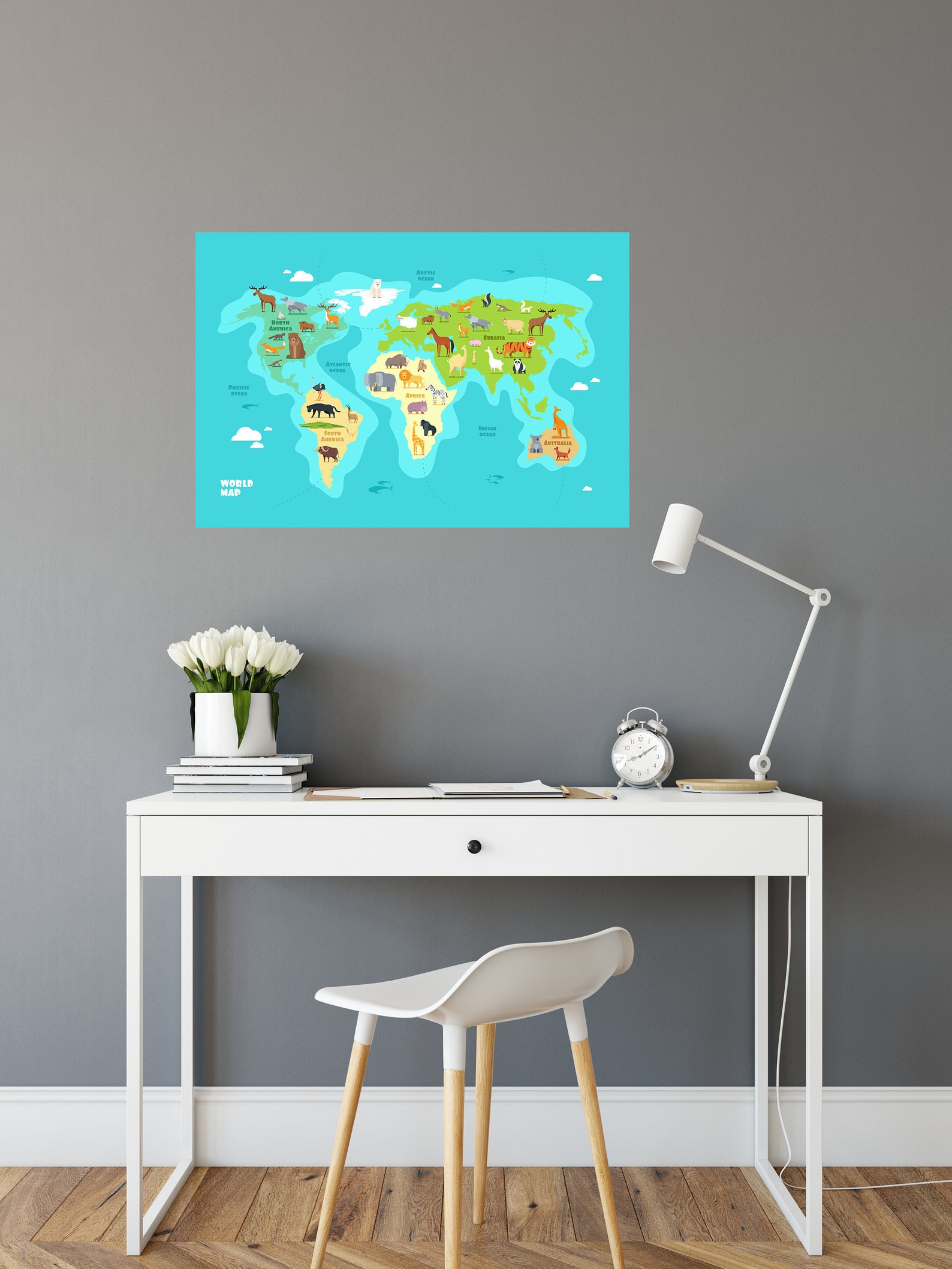 Downloadable Kids Map of the World Poster Teaching Tool - Etsy