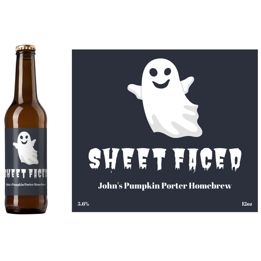 Ghostly Halloween Beer Label | Adult Halloween Party Favor | Homebrew ...