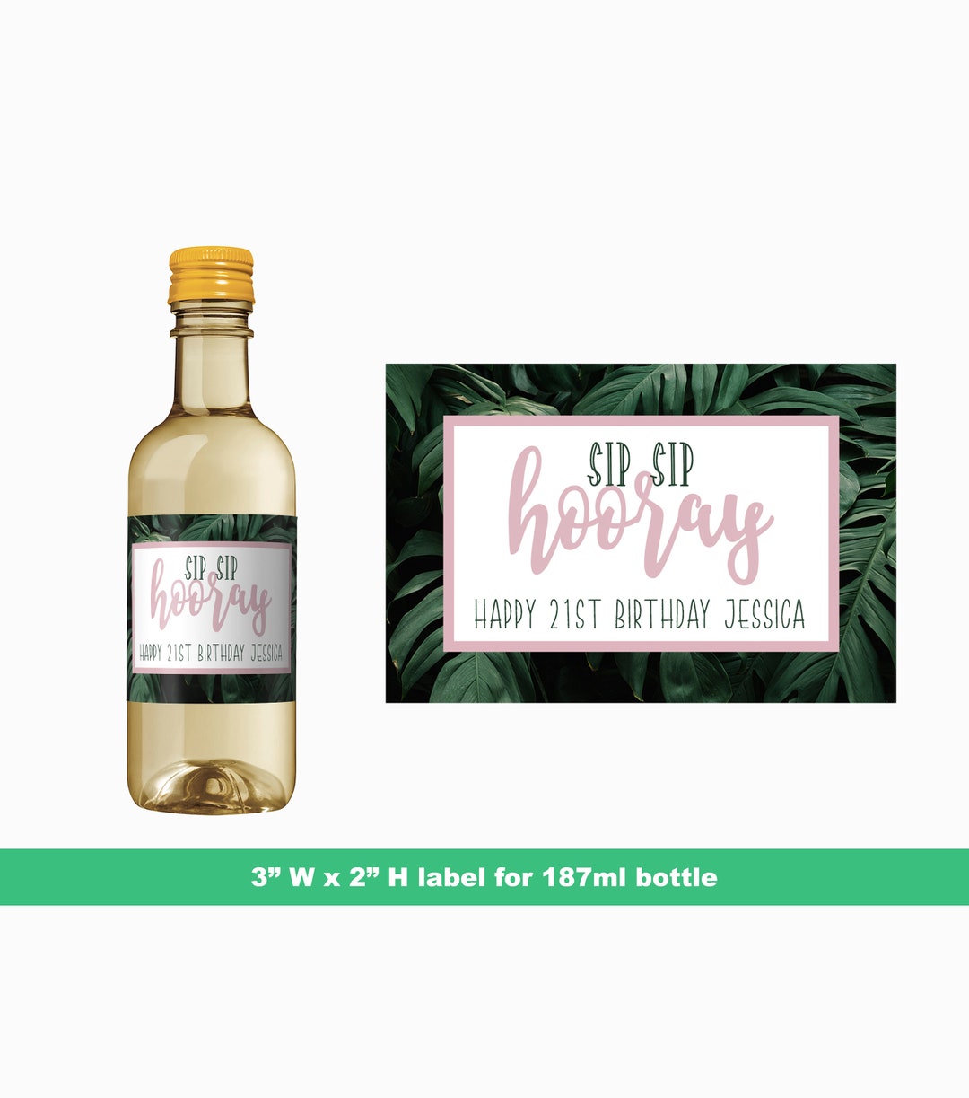 Sip Sip Hooray Personalized Birthday Mini Wine Labels | Personalized ...
