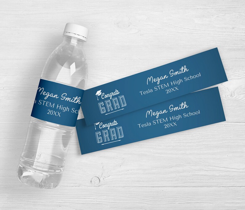 Congrats Grad Water Bottle Labels Graduation Party Favors - Etsy