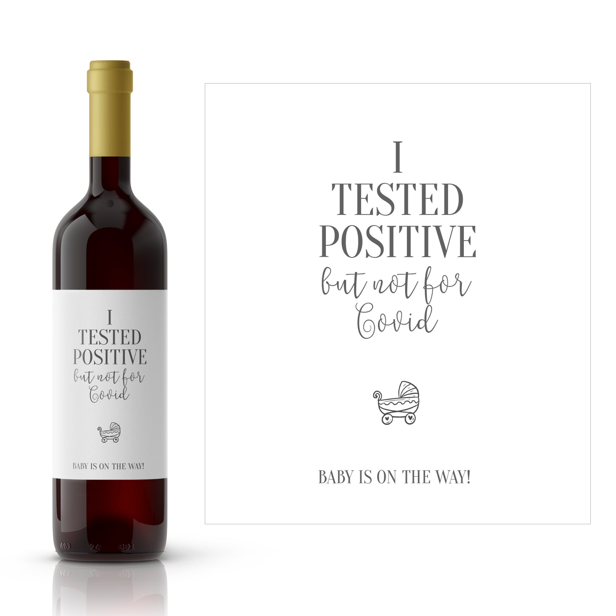 Positive Pregnancy Test Baby Announcement Wine Label Unique - Etsy