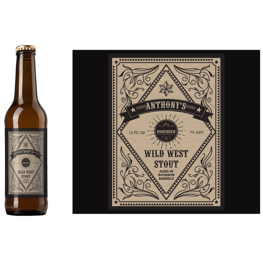 Wild West Custom Beer Label | Home Brew Beer Label | Personalized Beer ...