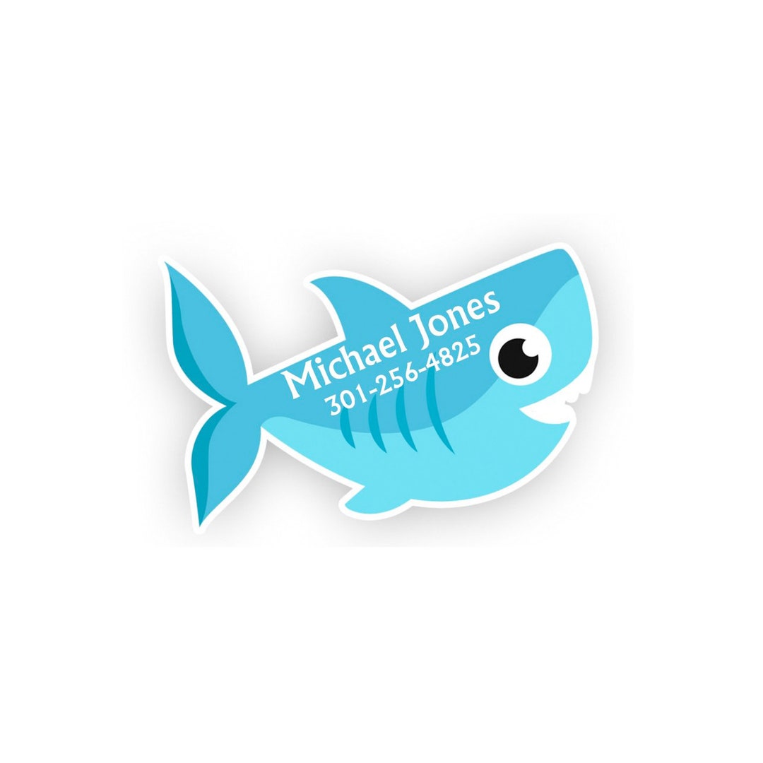 Shark Shaped Name Labels | Daycare Name Labels | School Name Labels ...