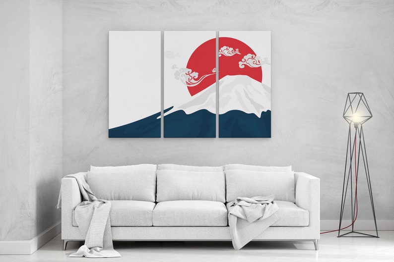 Rising Sun Three Piece Canvas Wall Art Mountain Wall Art | Etsy