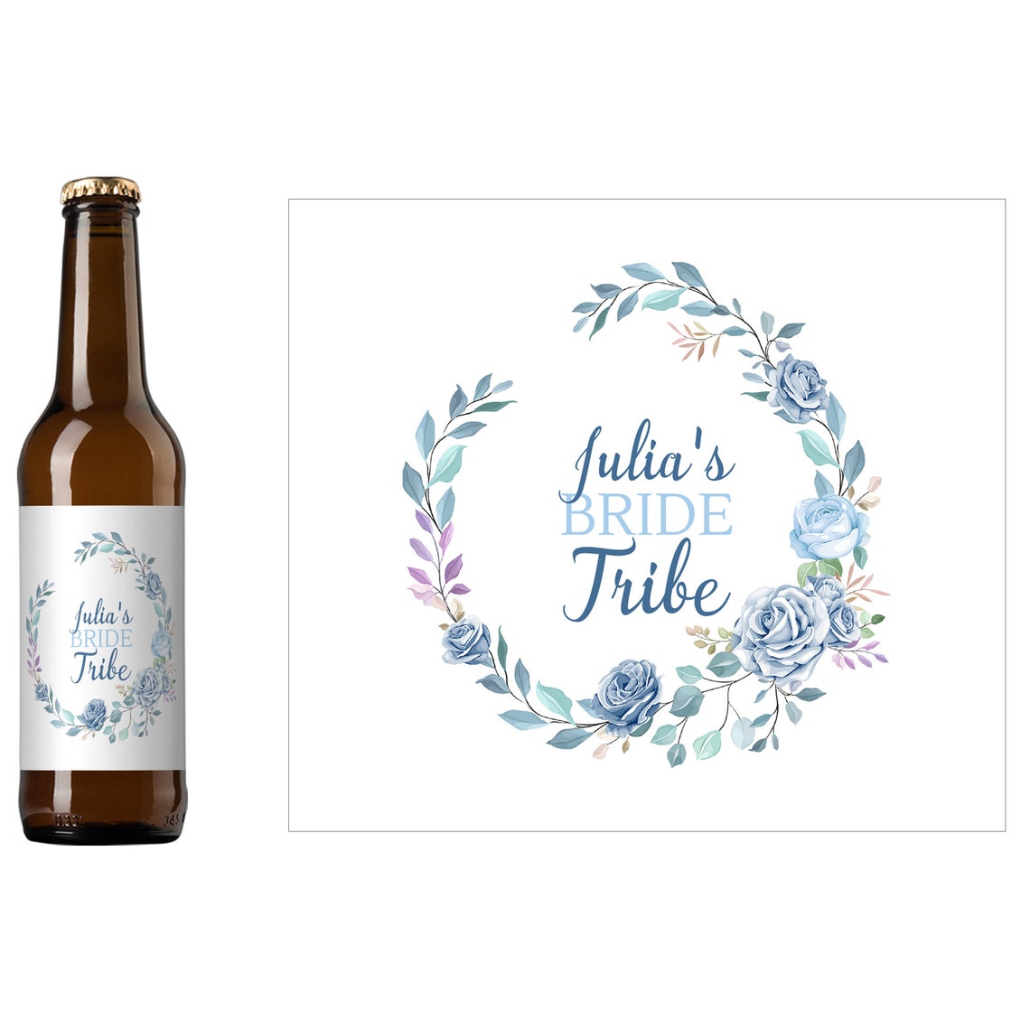 Floral Wedding Wreath Beer Label | Bride Tribe Beer Label ...