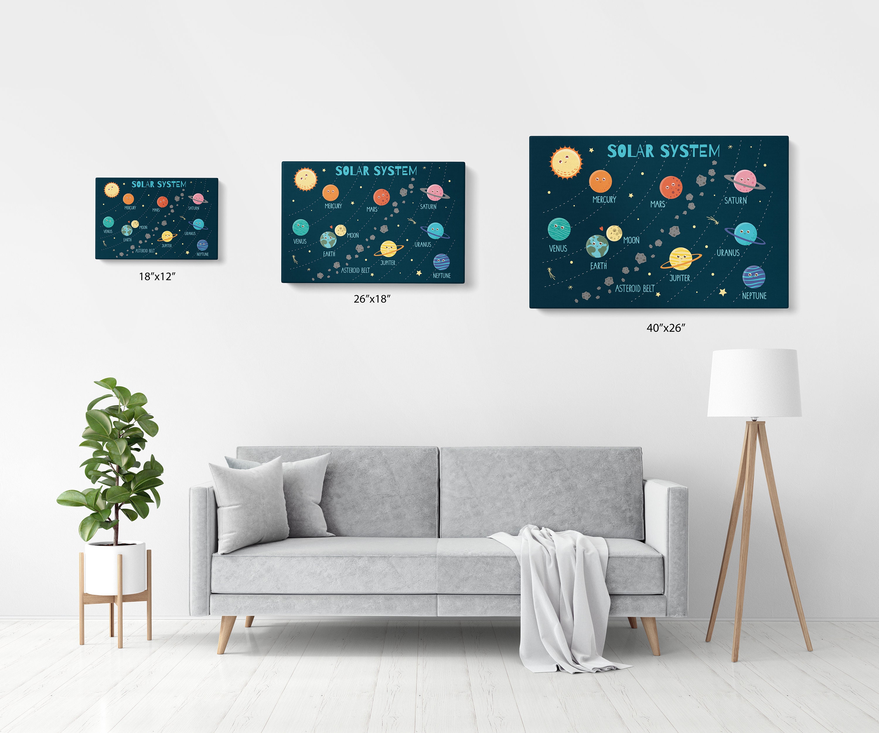 Kids Solar System Map Canvas Wall Art Homeschool Classroom | Etsy