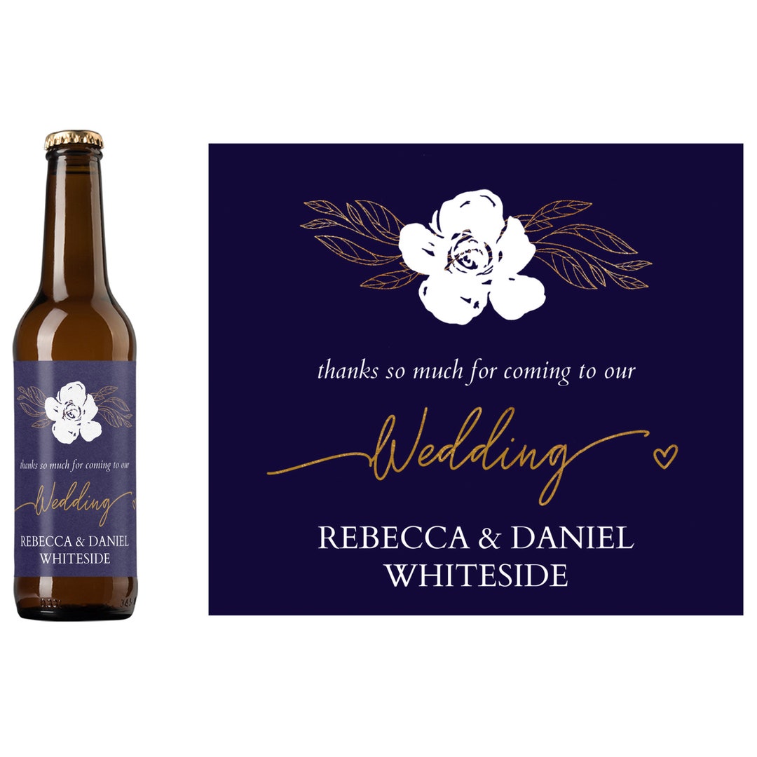 Elegant Floral Wedding Beer Label | Wedding Beer Gift | Custom Beer ...