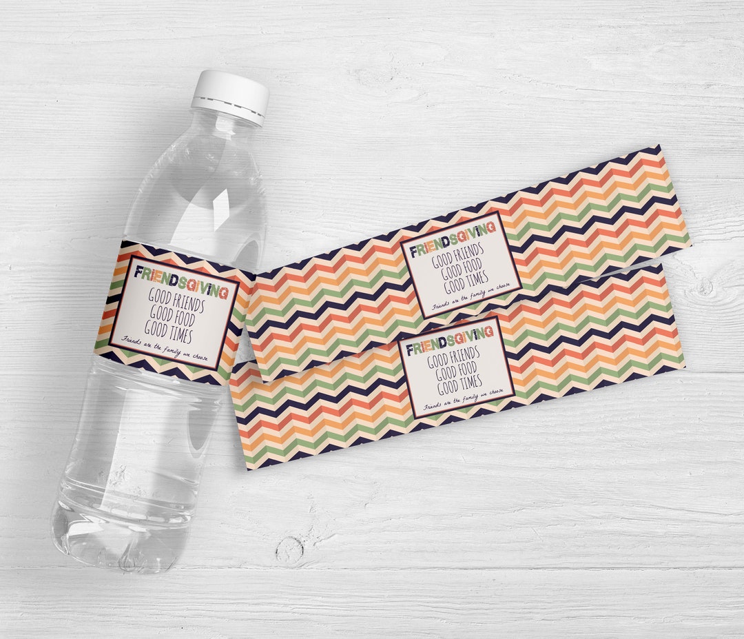 Friendsgiving Water Bottle Labels Thanksgiving Party Favors ...
