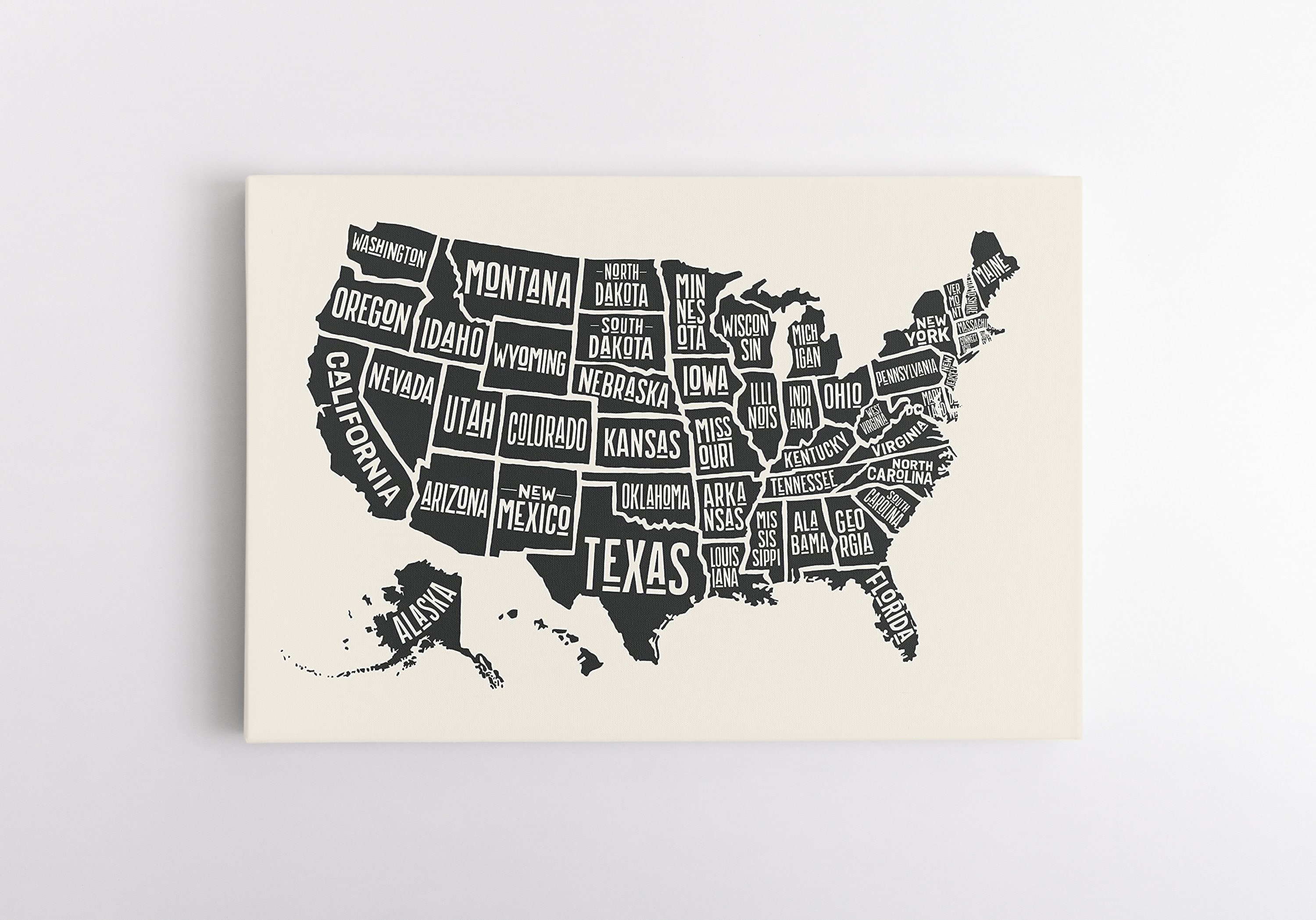 USA States Map Canvas Wall Art Homeschool Classroom Wall Art | Etsy