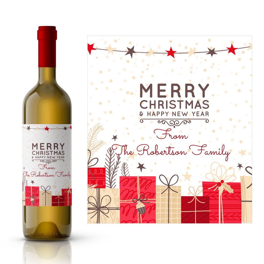 Christmas Presents Holiday Wine Label | Personalized Christmas Wine ...