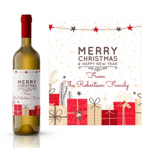 Christmas Presents Holiday Wine Label | Personalized Christmas Wine ...