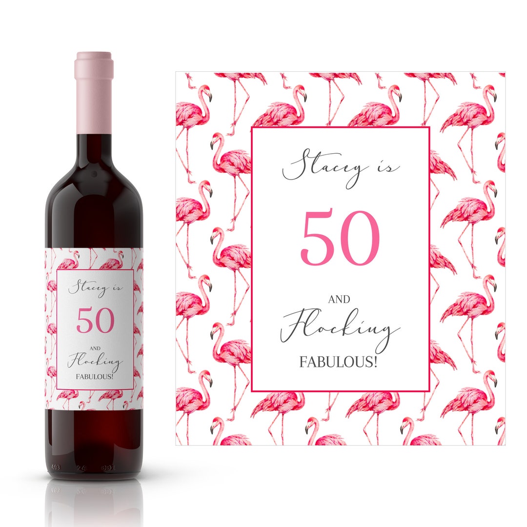 Flocking Fabulous Birthday Wine Label | Personalized Milestone Birthday ...