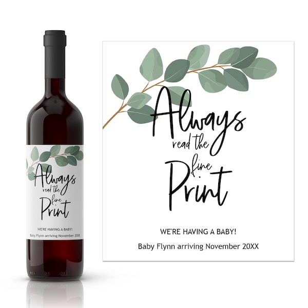 Pregnancy Wine Label Template - Etsy