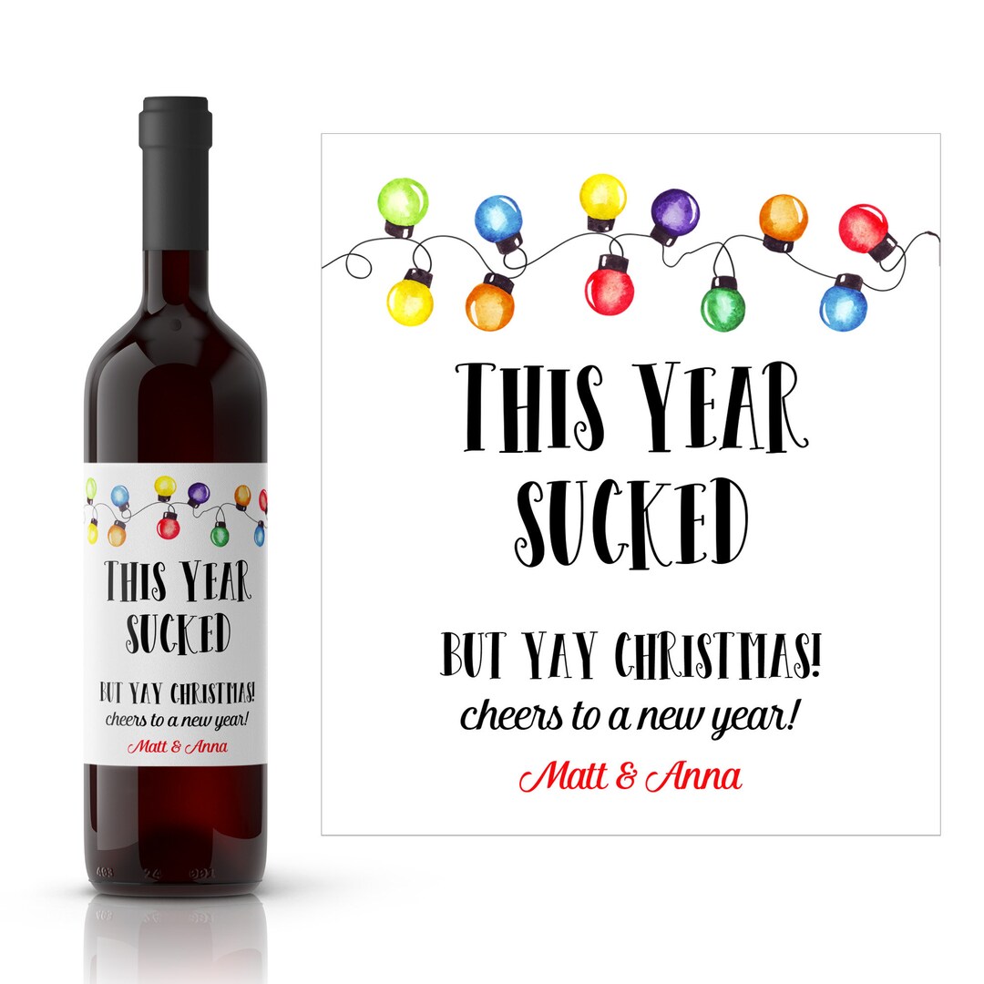 Yay Christmas Lights Holiday Wine Label | Pandemic Wine Label | Year ...