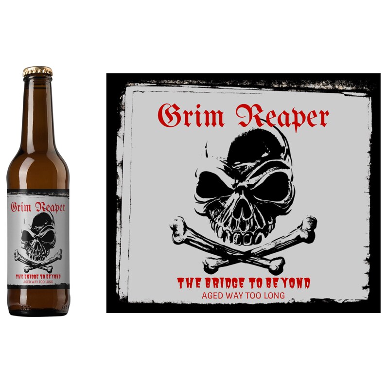 Grim Reaper Halloween Beer Label | Adult Halloween Party Favor | Home ...