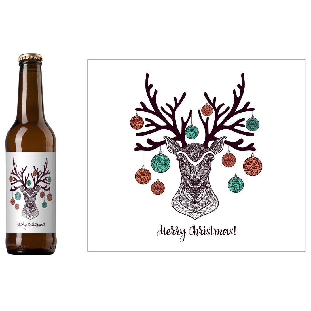 Christmas Deer Holiday Beer Label | Christmas Beer Labels | Custom Beer ...