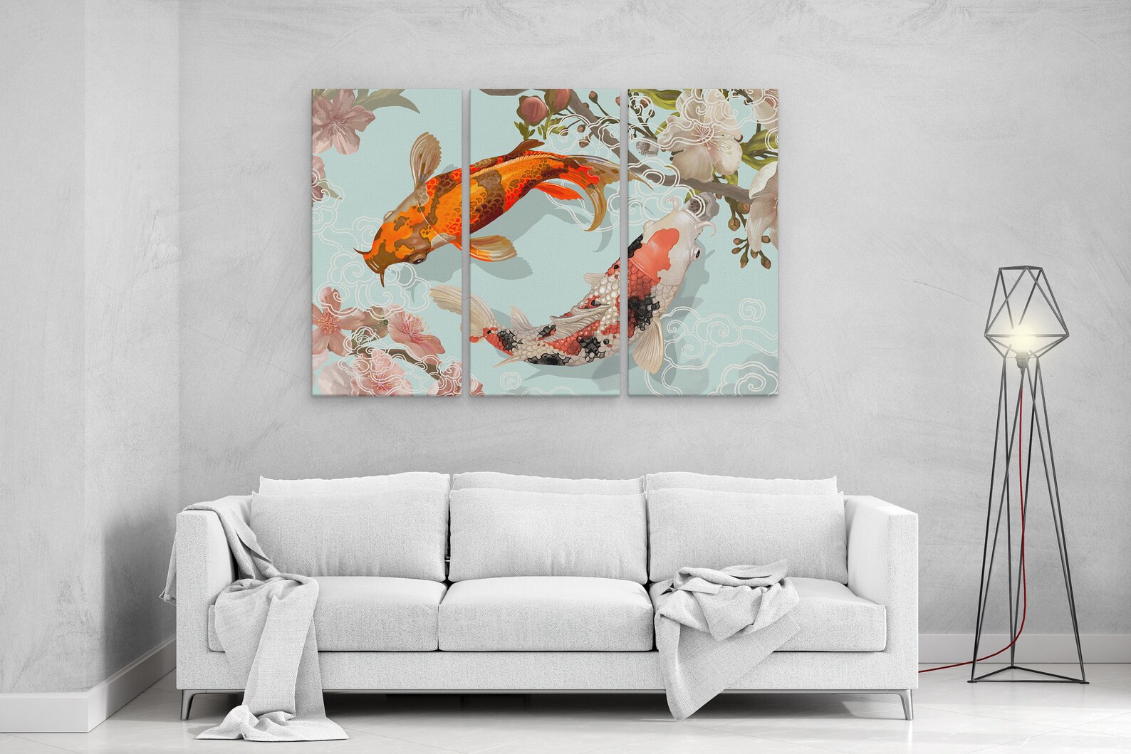 Two Koi Fish Three Piece Canvas Wall Art Fish Artwork - Etsy