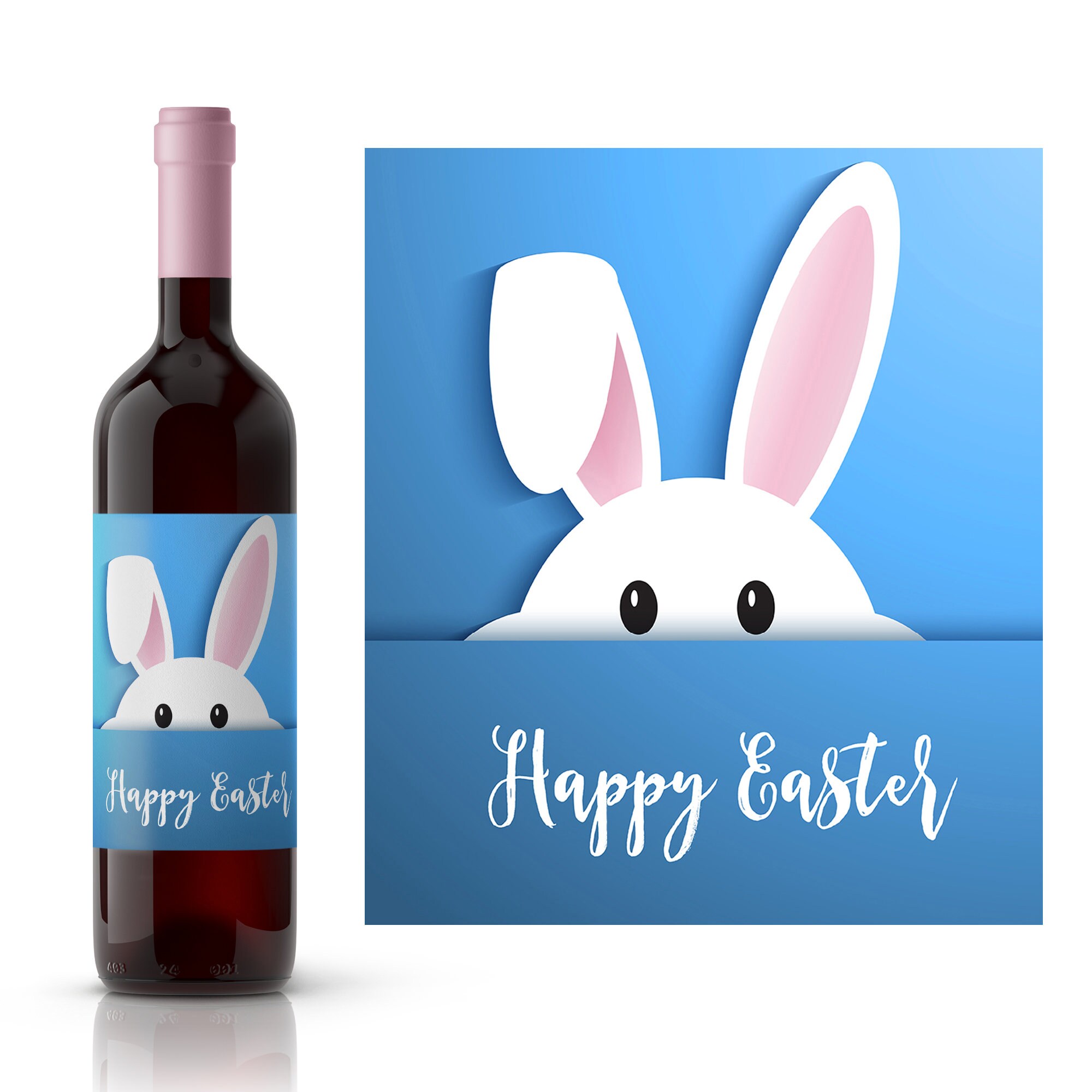 Happy Easter Bunny Wine Label Easter Dinner Wine Label | Etsy