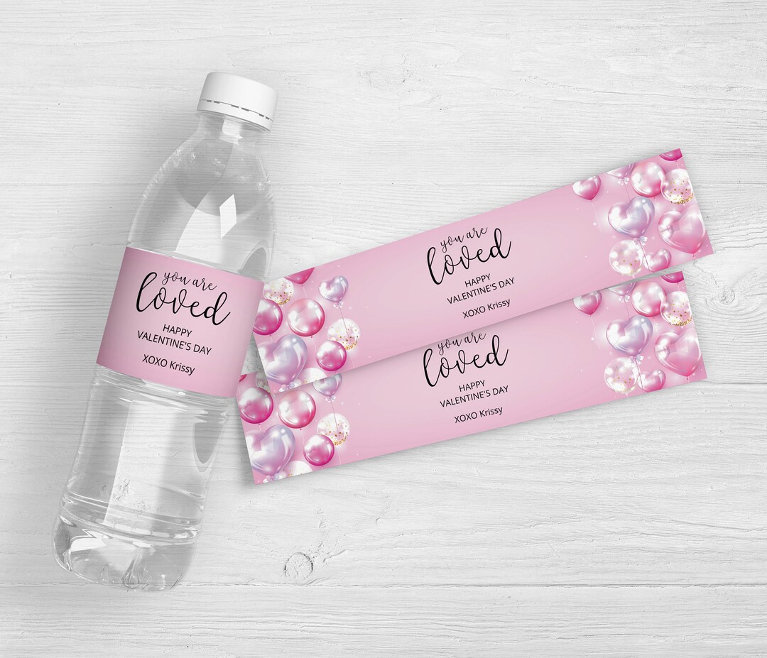Valentine Balloons Water Bottle Labels Valentines Day Party Favor ...