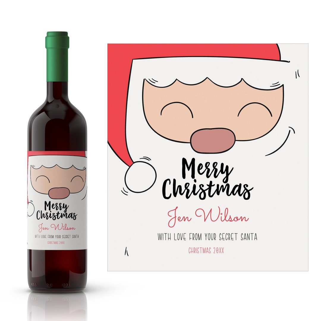 Secret Santa Custom Holiday Wine Label | Secret Santa Gift | Wine Lover ...