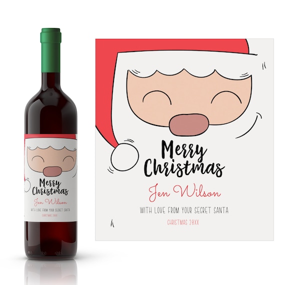 Secret Santa Custom Holiday Wine Label Secret Santa Gift | Etsy