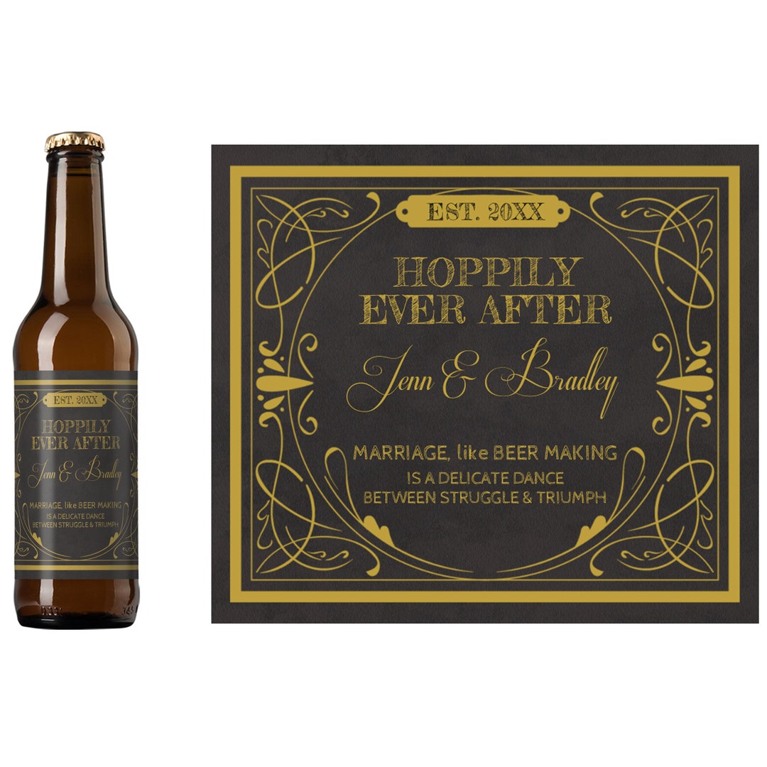 Hoppily Married Custom Wedding Beer Label | Wedding Beer Gift | Wedding ...